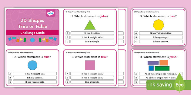 👉 2D Shapes True or False Challenge Cards - KS1 - Maths