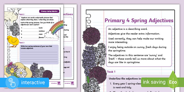 Adjectives Spring Activity (teacher made)