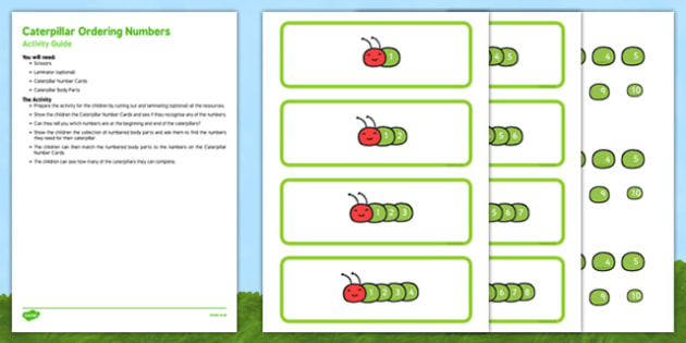 Caterpillar Putting Numbers in Order Home Learning Pack