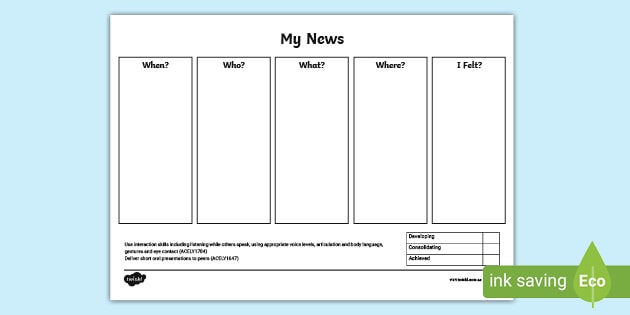 Sharing My News Worksheet (teacher made)