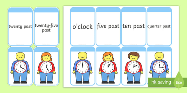 Telling the time on Building Brick Men Matching Flash Cards