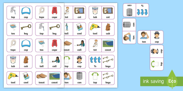 'k' and 't' Minimal Pairs Dominoes - Speech Pathology