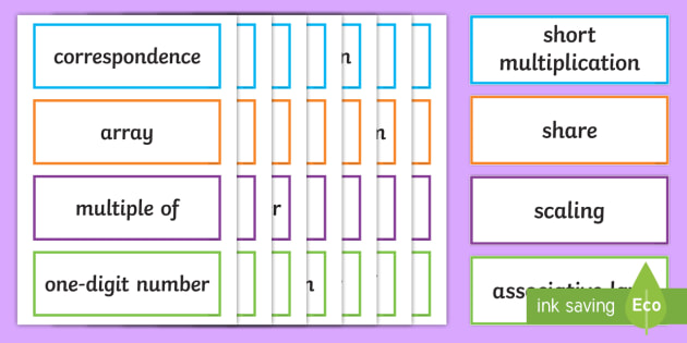 LKS2 Multiplication and Division Key Maths Vocabulary Cards