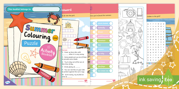 Summer Colouring and Puzzle Activity Booklet (Ages 5 - 7)
