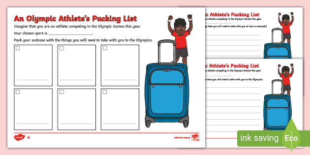 Olympic Games Athlete Packing List (teacher made)