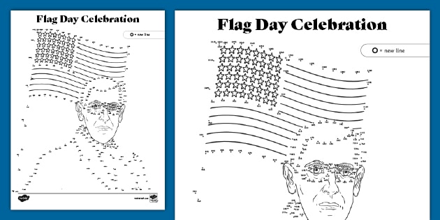 Flag Day Skip Counting by 5s Dot to Dot Activity