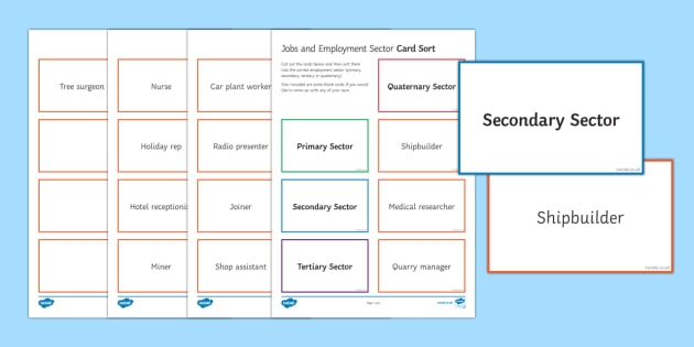 Which Employment Sector? Geography Club Worksheet / Worksheet
