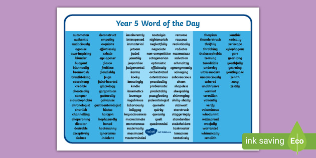 Year 5 Word of the Day Word Mat