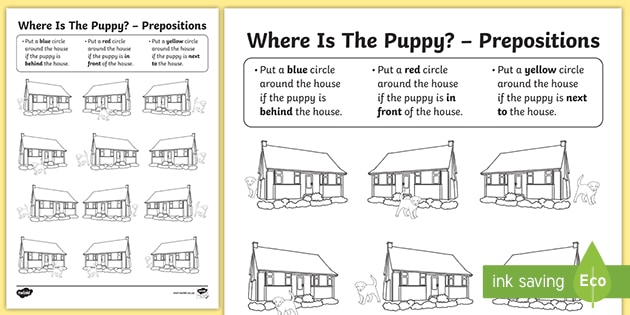 Where Is The Puppy? - Prepositions Worksheet (teacher made)
