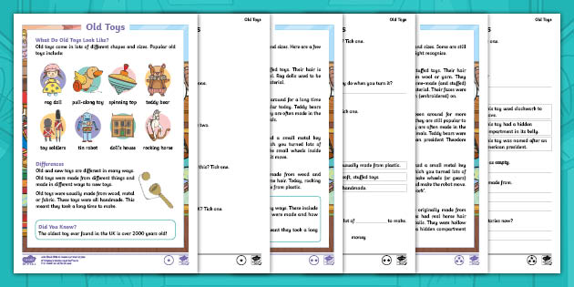 The Old Toy Room: Old Toys Differentiated Reading Comprehension Activity