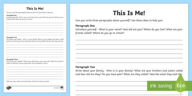 This Is Me Worksheet / Worksheet - Key Stage 4 Entry Level