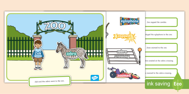 Silly Z Sound Sentences Cut and Stick Pictures