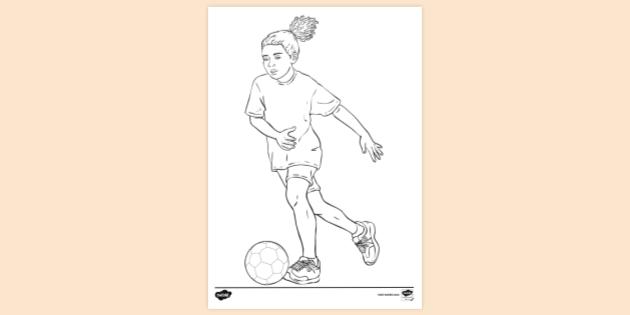 FREE! - Girl Running with Football Colouring Sheet - School Resource