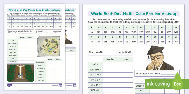 👉 Year 5 Book-Themed Day Code Breaker Activity