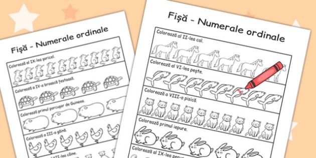 Numeralul ordinal - Fișă de lucru