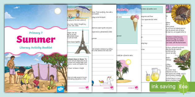 Primary 7 Summer Literacy Activity Booklet (teacher made)