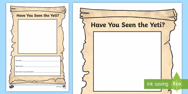 Have You Seen the Yeti? Poster Activity (teacher made)