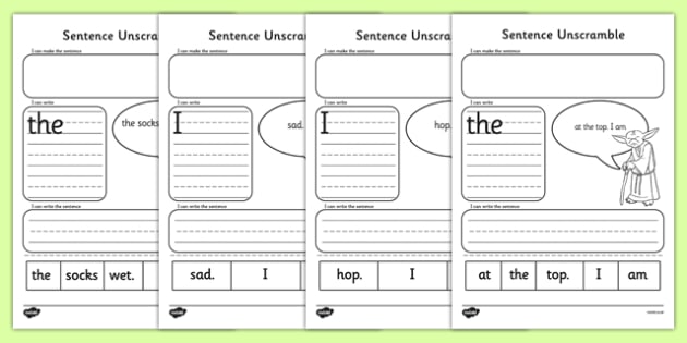 Phase 2 Space Wars Sentence Unscramble (teacher made)