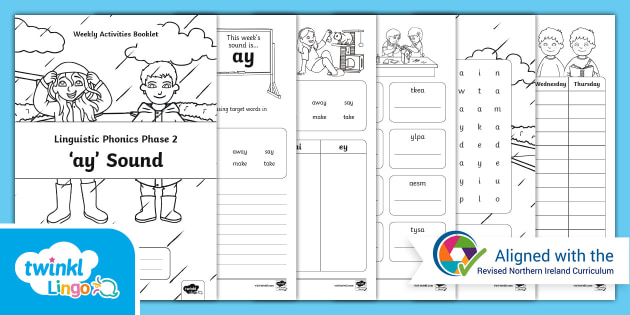 Northern Ireland Linguistic Phonics Phase 2 'ay' Sound Weekly Activity ...