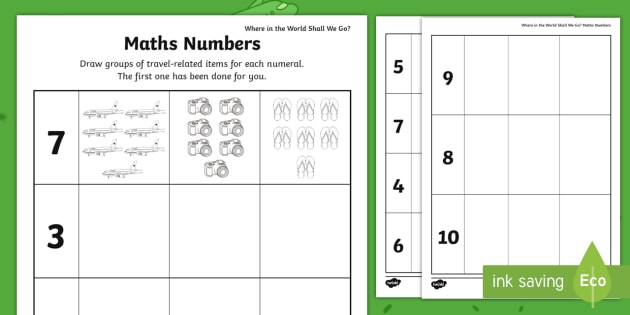 Where in the World Shall We Go? Numbers Worksheet / Worksheet