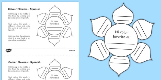 MFL Spanish Colour Flowers Worksheet / Worksheet, worksheet