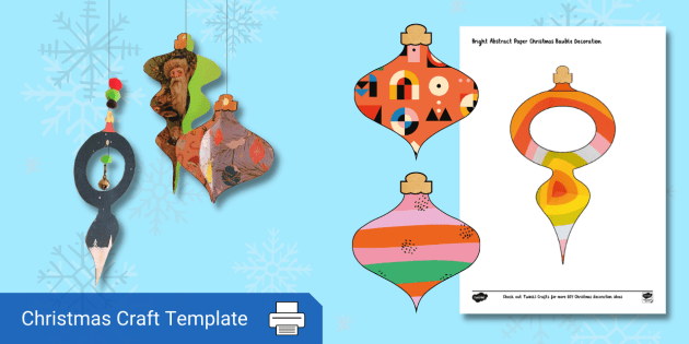 Printable Christmas Baubles Modern Bright Colours Craft