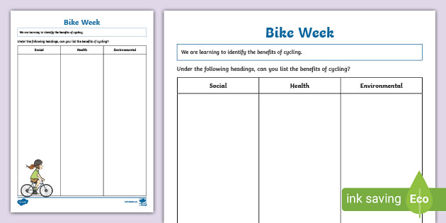 Benefits of Cycling Worksheet / Worksheet (teacher made)