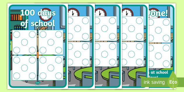 100 Days of School Hungarian Number Picture Sticker Stamp Chart