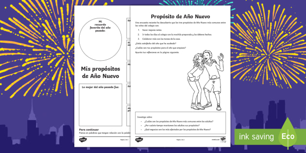 FREE! - Ficha de actividad: Los propósitos de Año Nuevo