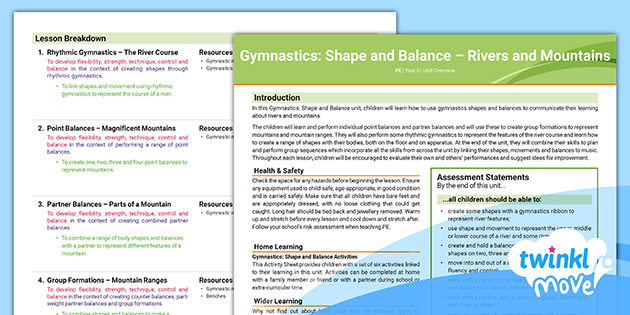 Year 6 Gymnastics: Rivers and Mountains - Unit Overview
