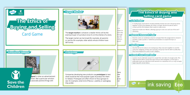 FREE! - Save the Children: Consumer Ethics Concept Cards