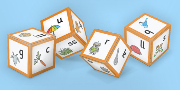 Phase 2 Phoneme Sounds with Images Dice Nets