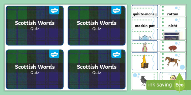 Burns Night Scottish Words Quiz (teacher made)