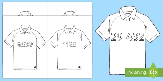 Four and Five-Digit Numbers on Football Shirts Cut-Outs