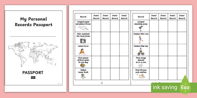 My Personal Records Passport (teacher made)