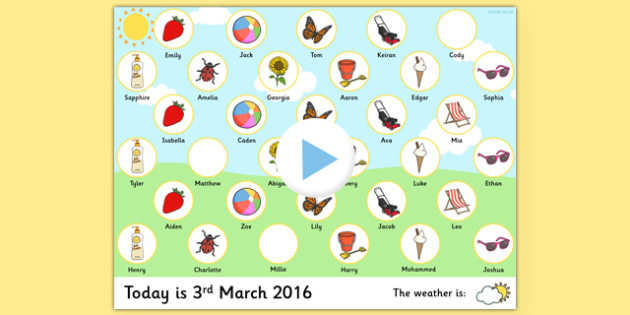 Summer Themed Self Attendance PowerPoint - Attendance, US Resources, k, 1st