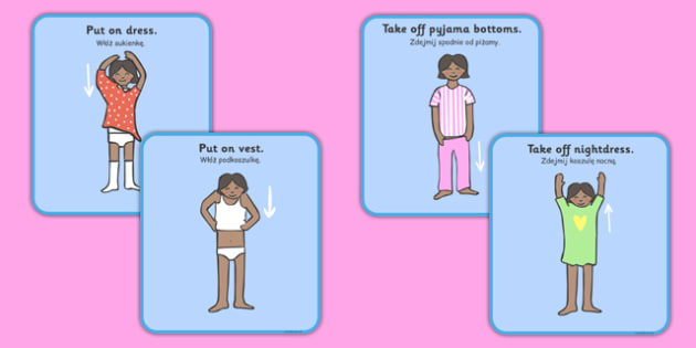 Getting Dressed Cards Girls Polish Translation