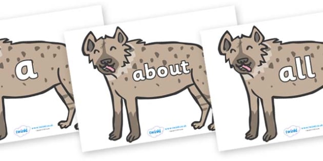 100 High Frequency Words on Hyenas (teacher made)