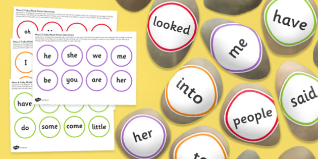 Tricky Words Stone Cut Outs Phase 2 5 Pack (teacher made)