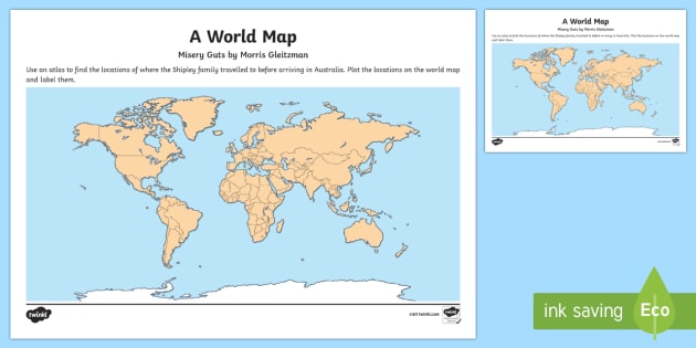 A World Map to Support Teaching on Misery Guts by Morris Gleitzman ...