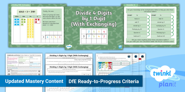 Y5 Divide 4 digit numbers by 1 digit (teacher made)