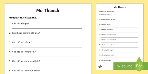 My House Worksheet / Worksheet Gaeilge - Gaeilge