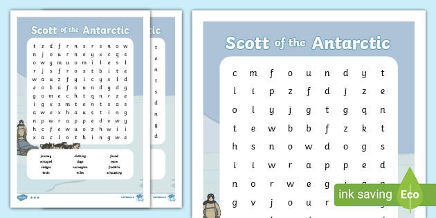 Scott of the Antarctic Word Search (teacher made)