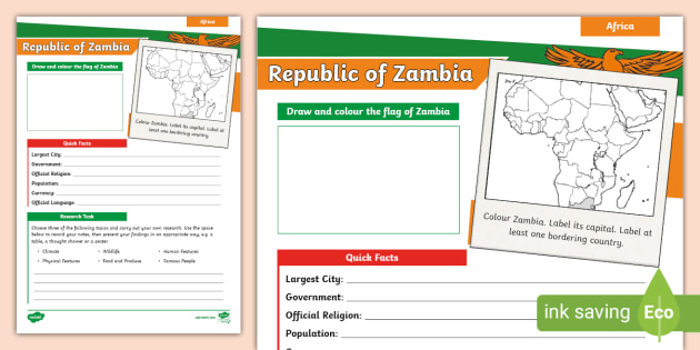 KS2 Republic of Zambia Research Activity (teacher made) KS2 Republic of Zambia Research Activity (teacher made)