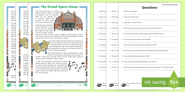The Grand Opera House in Belfast Differentiated Reading Comprehension