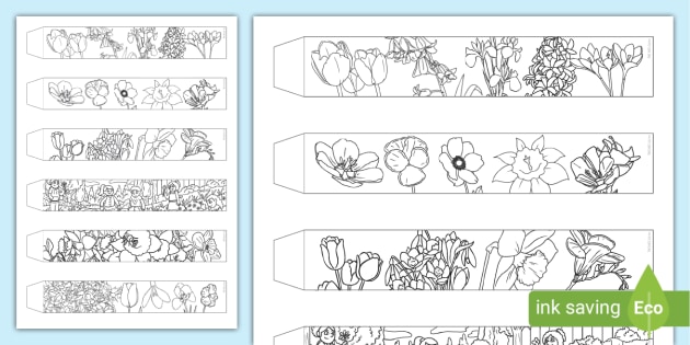 Spring Flower Colouring Paper Chain (Teacher-Made)