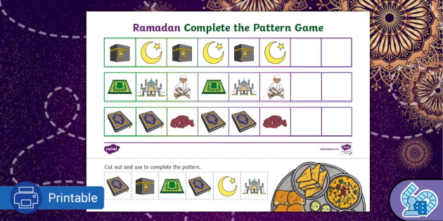 Ramadan Complete the Pattern Board Game - Ramadan Activities