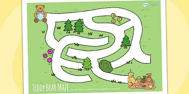 Teddy Bears Picnic Maze Worksheet / Worksheet (teacher made)