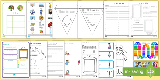 All About Me Printable Worksheets | Back To School Pack