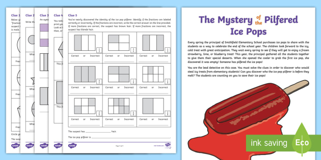 * NEW * The Mystery of the Pilfered Ice Pops Math Game - equivalent parts